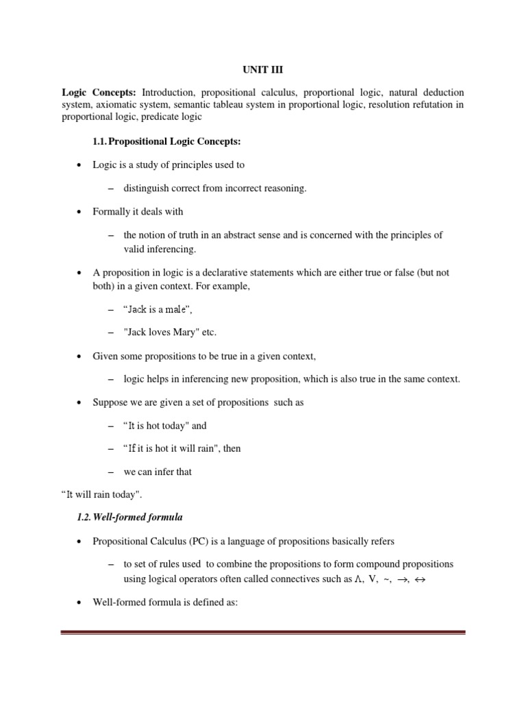 Ai - Unit-3 | Download Free PDF | Logic | Proposition