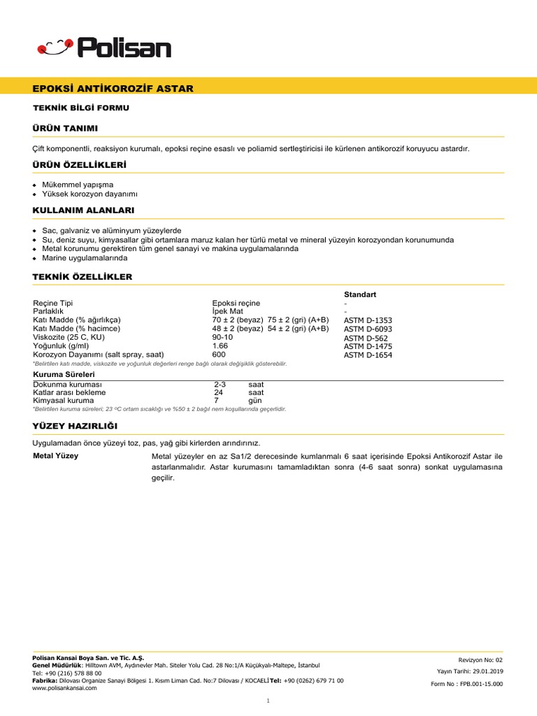 609-Epoksi Antikorozif Astar TDS | PDF