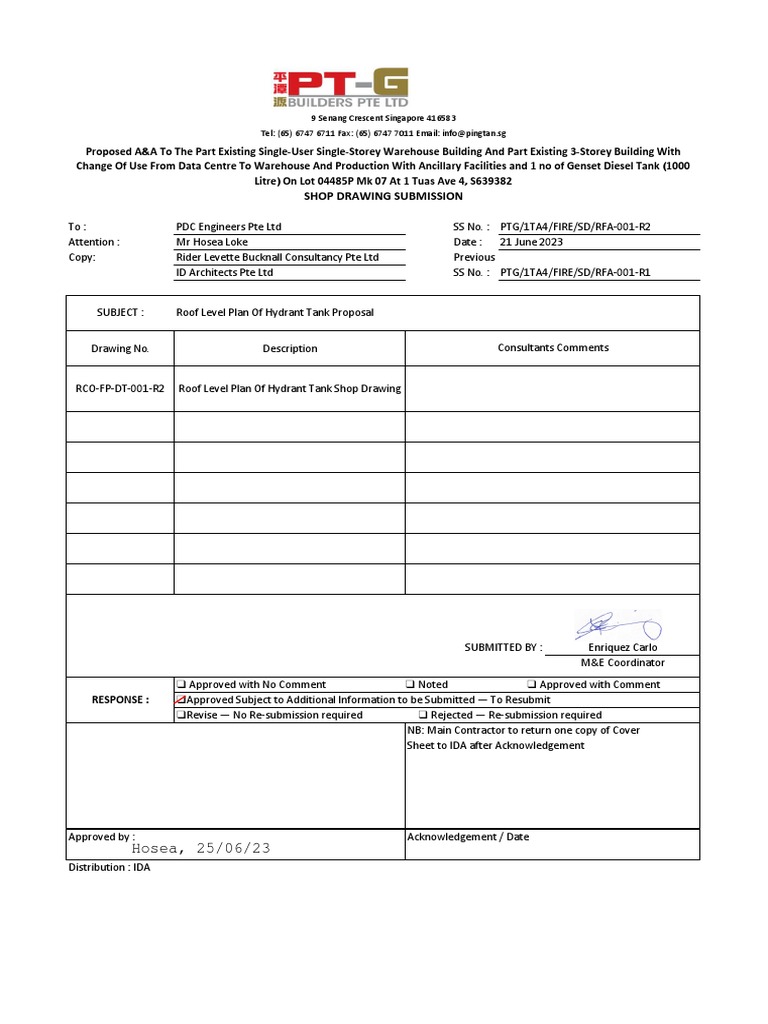 RFA_001R2(Hydrant tank) (reply to PTG) | PDF