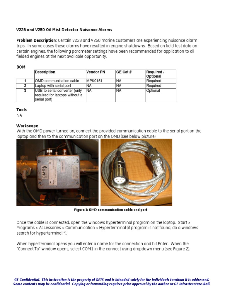 V228/V250 Oil Mist Detector Setup Guide | PDF | Technology & Engineering