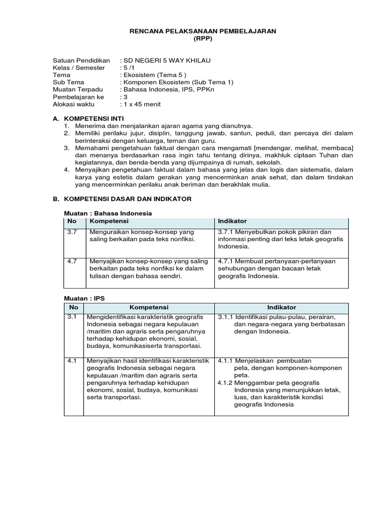 RPP Kelas 5 Mapel Ips | PDF | Sains & Matematika