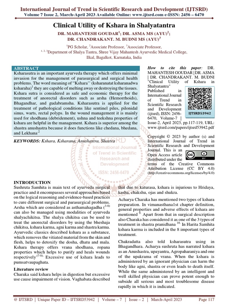 Clinical Utility of Kshara in Shalyatantra | PDF