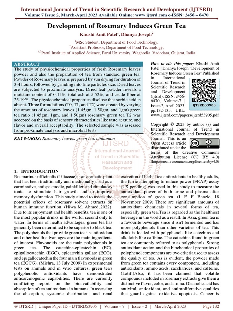 Development of Rosemary Induces Green Tea | PDF | Polyphenol | Green Tea
