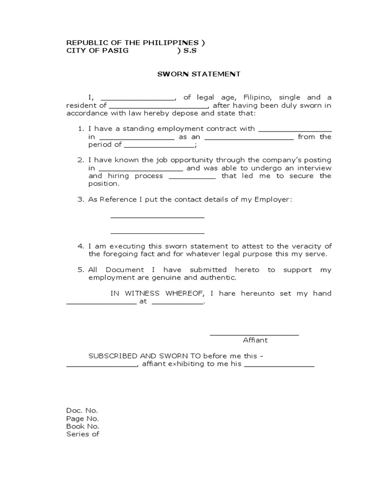 Affidavit of Statement | PDF