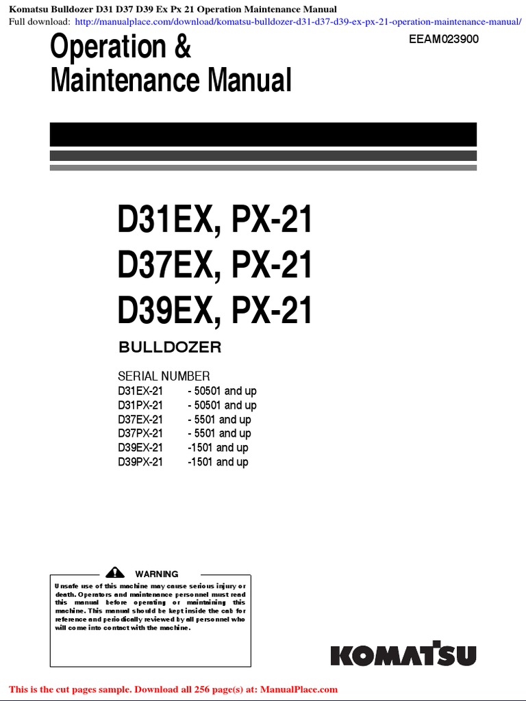 Komatsu D31 D37 D39 Operation Manual | PDF | Safety | Hazards