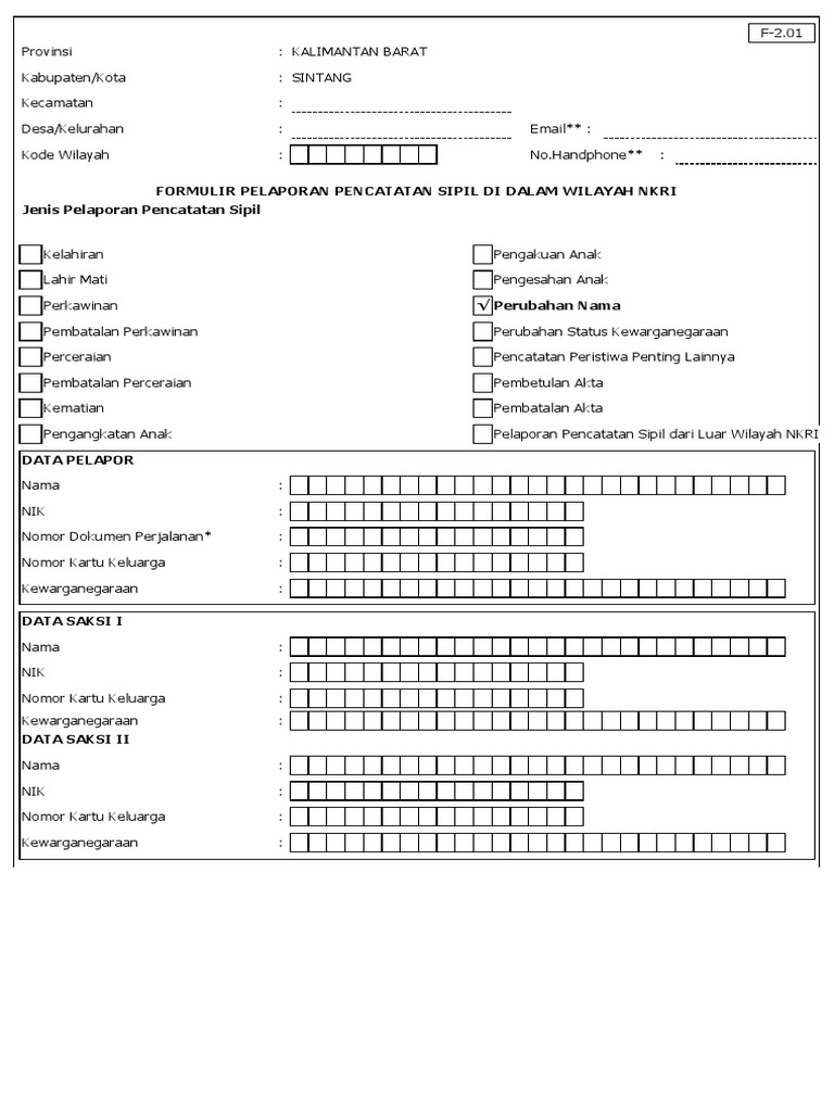 Form Perubahan Nama PDF | PDF | Ilmu Sosial