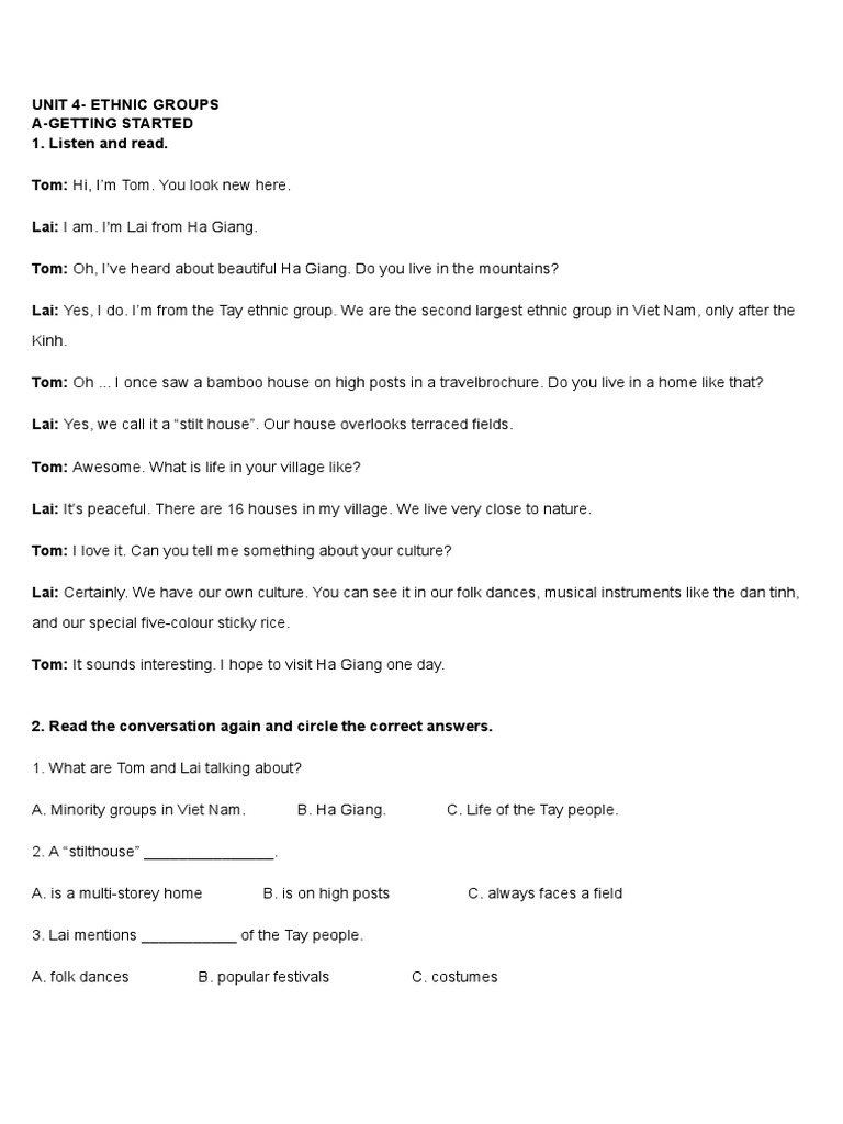 Unit 4 - Ethnic Groups | PDF