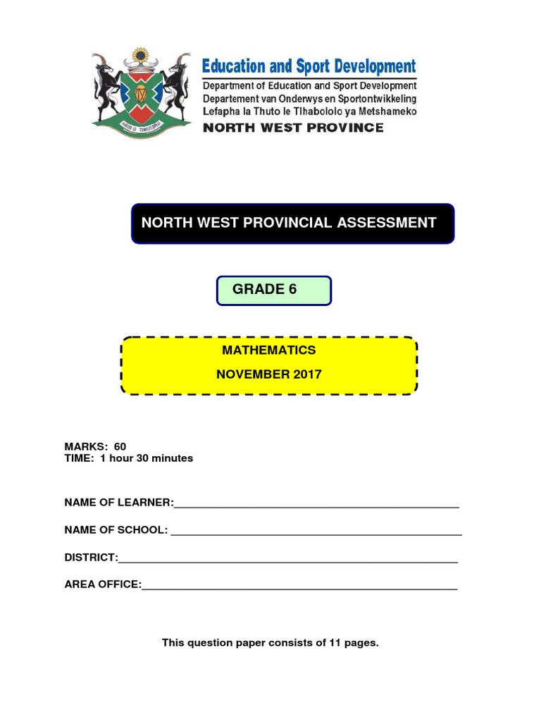 Grade 6 November Maths Assessment | PDF | Pattern | Mathematics