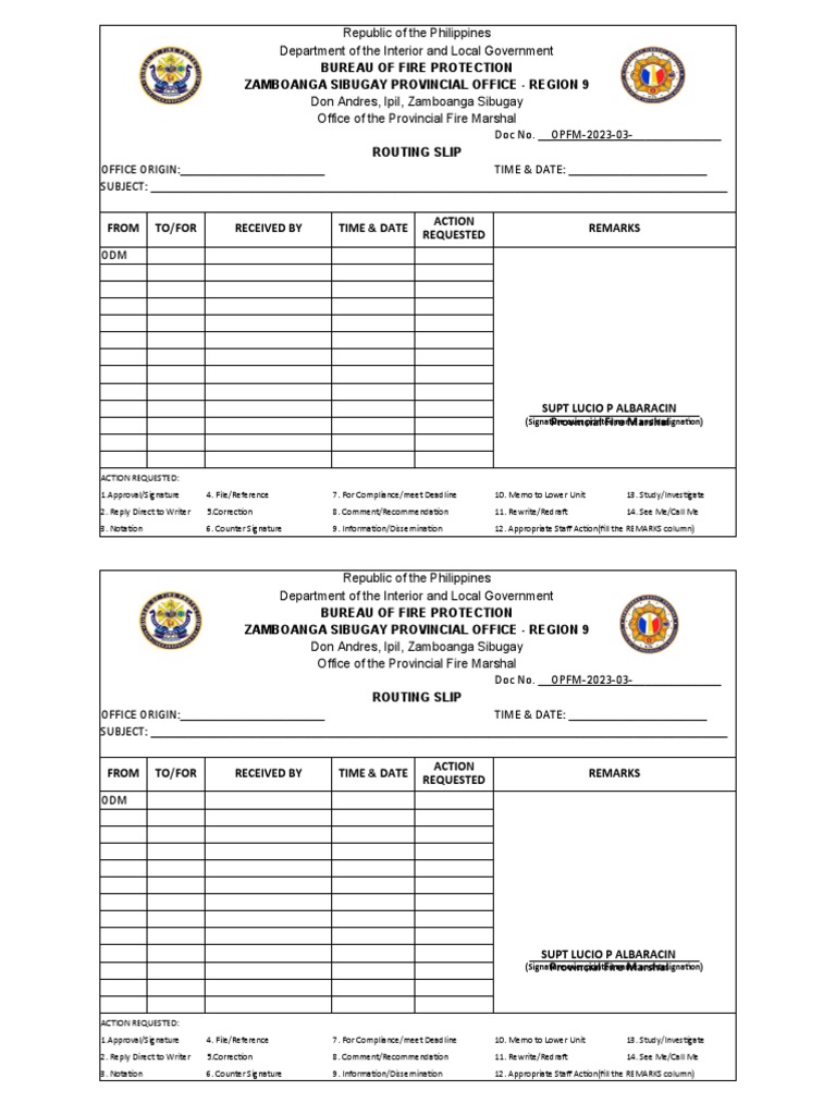 Routing Slip Pdf Public Safety Safety