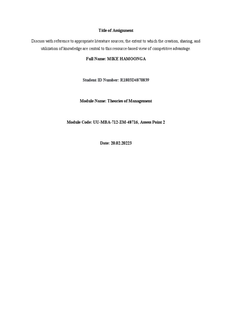 Week 4 Assessment Point 2 | PDF | Competitive Advantage | Strategic Management