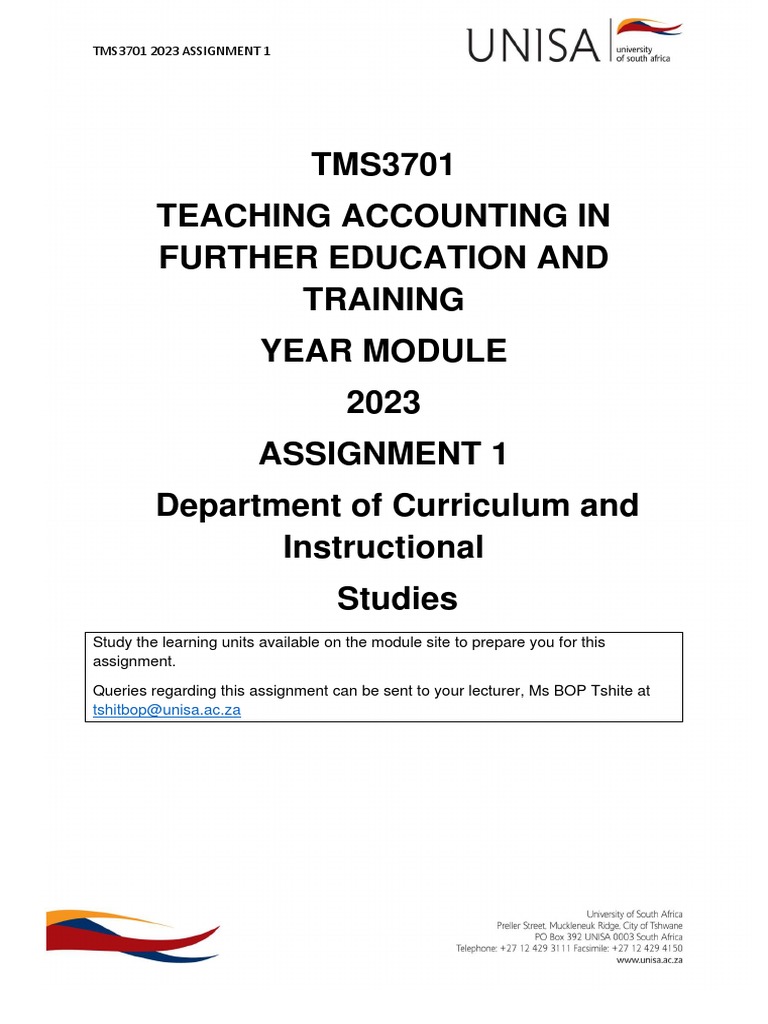 Unisa Assignment 1 TMS3701 2023 | PDF