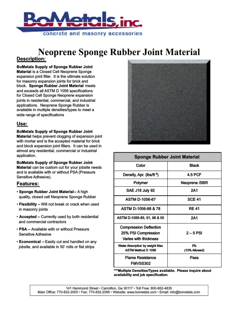 Neoprene Sponge Rubber Specs | Download Free PDF | Natural Rubber ...