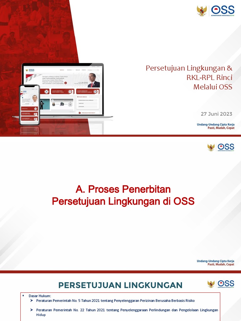 Persetujuan Lingkungan & RKL-RPL Rinci Melalui OSS - BKPM | PDF