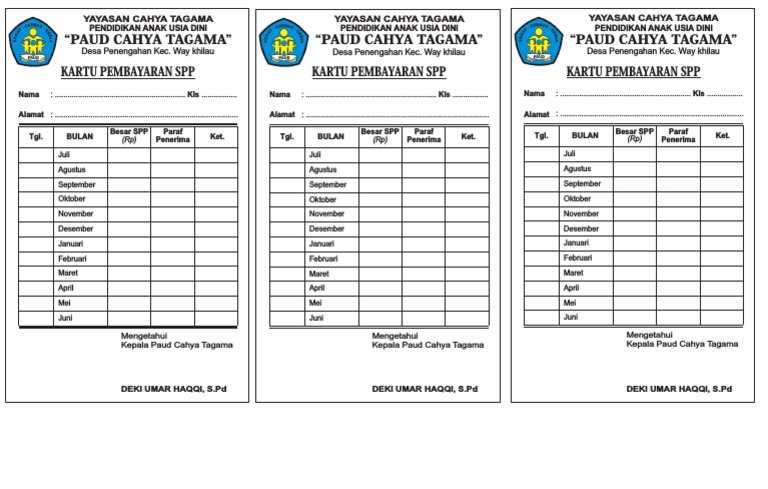 Kartu SPP Paud | PDF