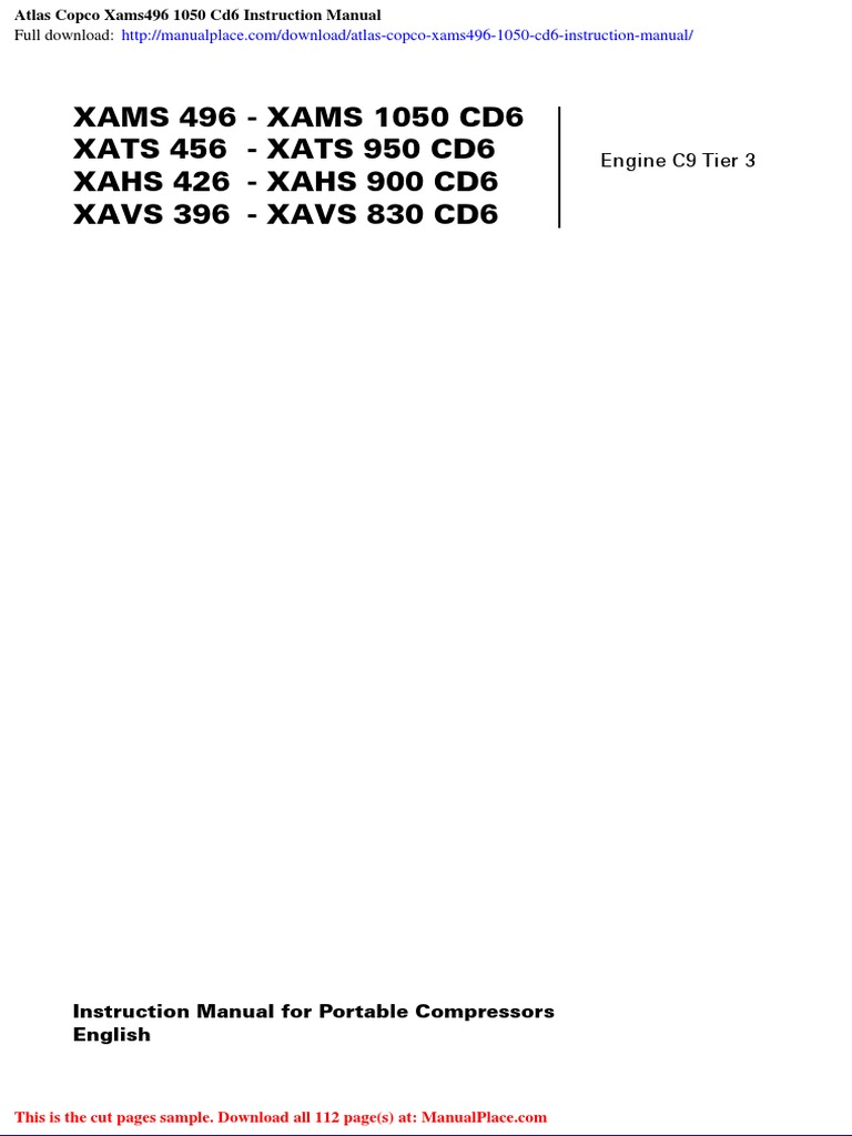 Atlas Copco Xams496 1050 Cd6 Instruction Manual | PDF | Safety | Anti Lock Braking System