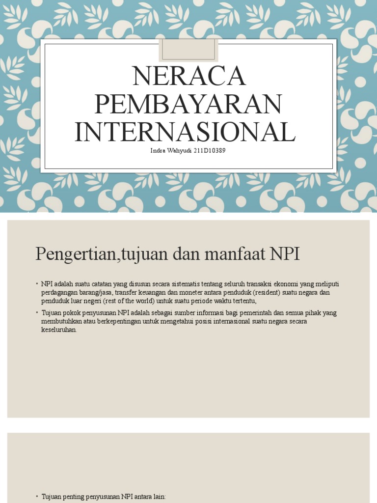 Presentasi (Neraca Pembayaran) | PDF | Bisnis | Pengelolaan Keuangan & Uang