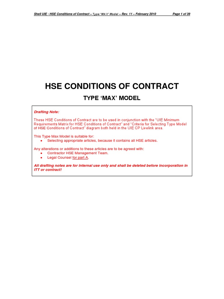 Hse Conditions of Contract | PDF