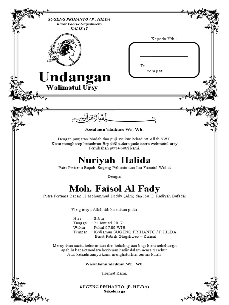 Undangan Walimatul Ursy Pernikahan 2017 | PDF