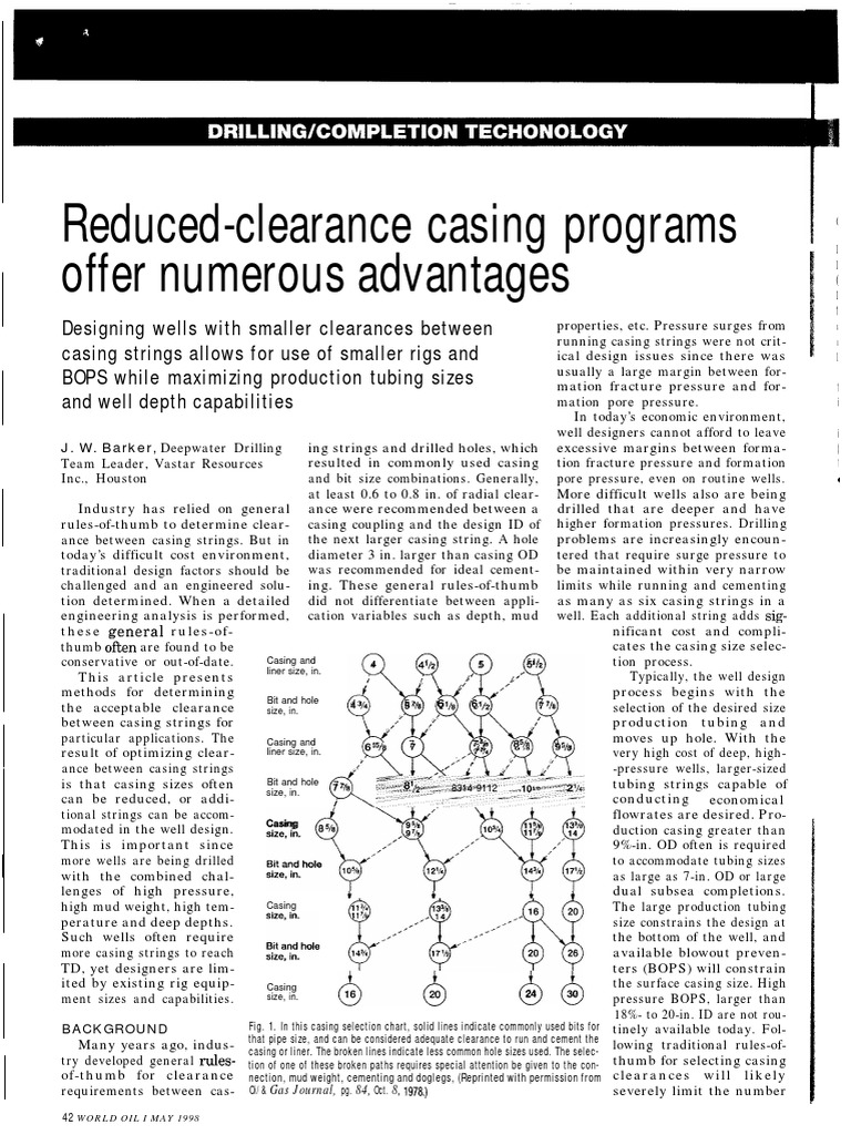 Optimizing Reduced-Clearance Casing Design | PDF | Casing (Borehole ...