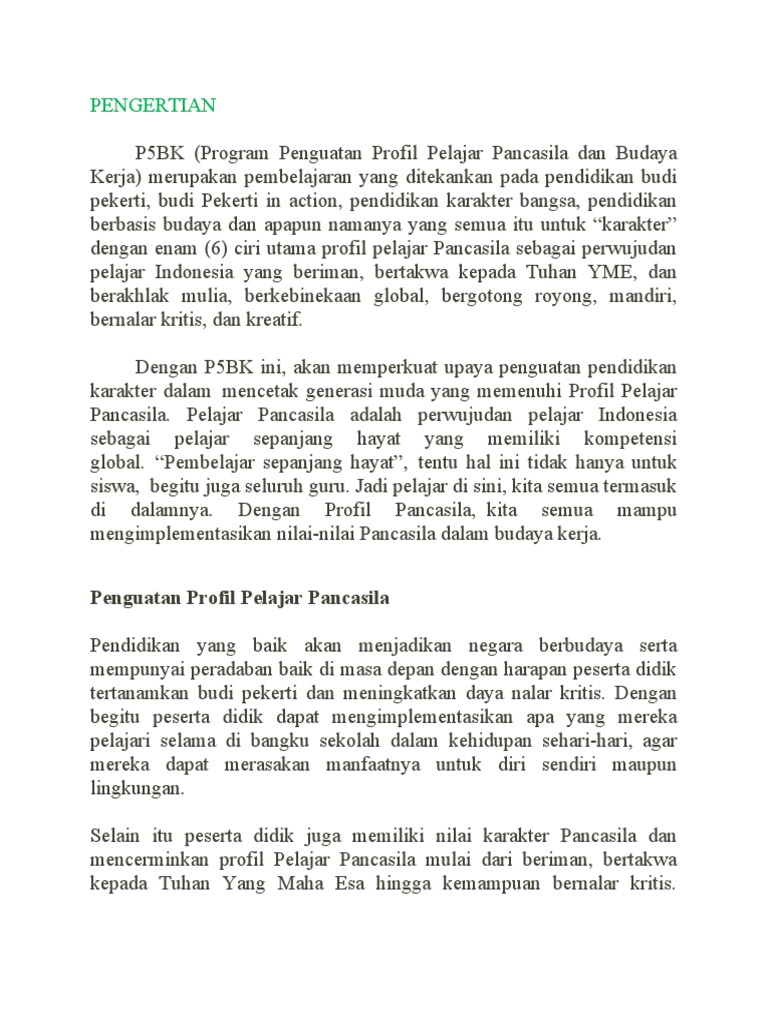 Program P5BK | PDF | Karier & Perkembangan | Sains & Matematika