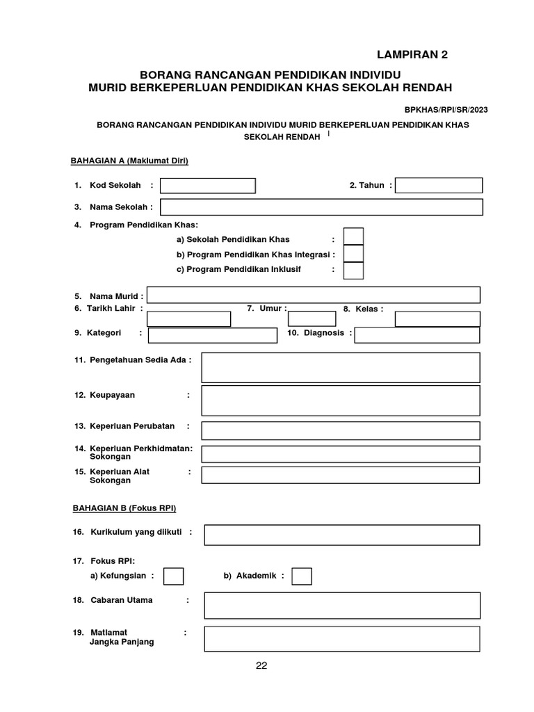 Borang Rpi 2023 | PDF