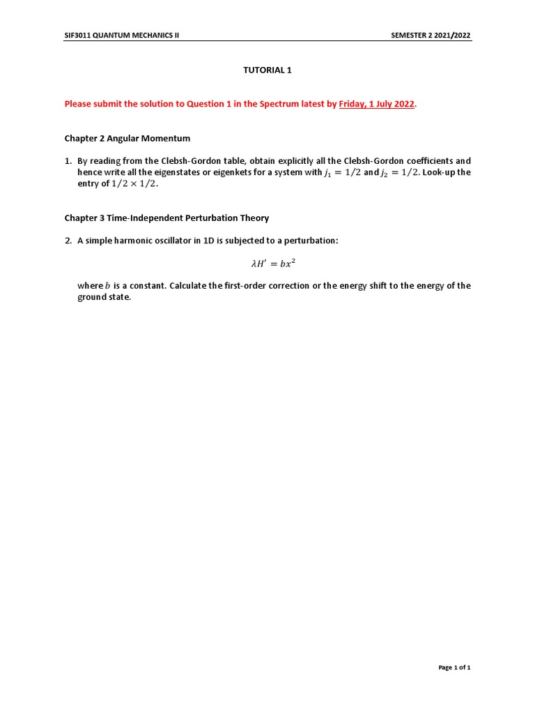 SIF3011 Tutorial1 | PDF