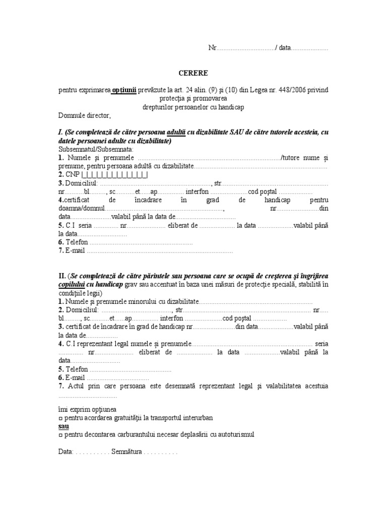 Cerere - Optiune Decontare Carburant | PDF