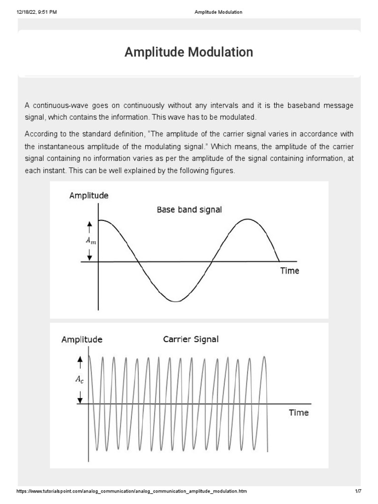 Amplitude Modulation | PDF | Modulation | Waves Amplitude Modulation | PDF | Modulation | Waves