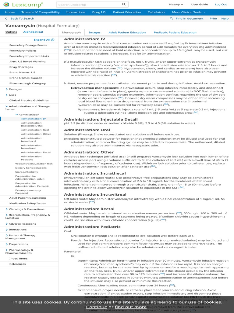 Vancomycin Administration Guidelines | PDF | Intravenous Therapy ...