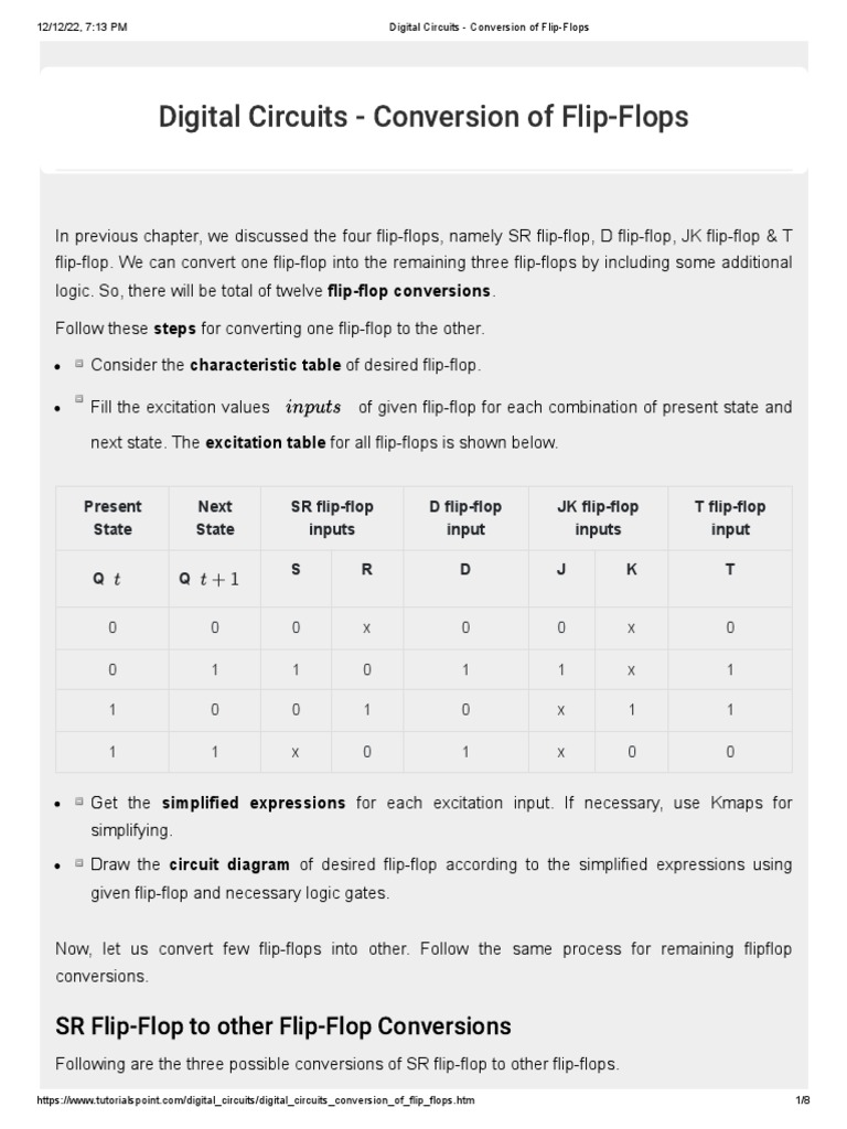 Digital Circuits - Conversion of Flip-Flops | PDF