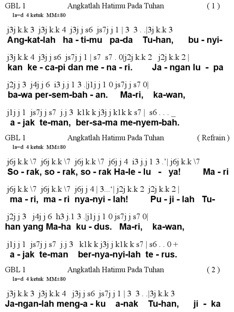 GBL 1 Angkatlah Hatimu Pada Tuhan | PDF