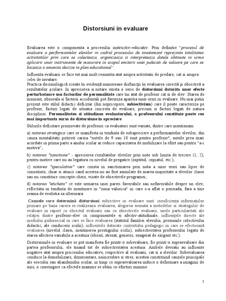Distorsiuni in Evaluare | PDF