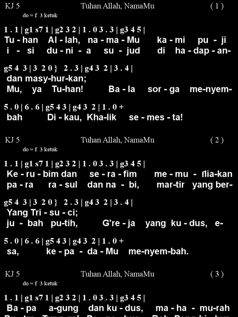 KJ 5 Tuhan Allah, NamaMu | PDF