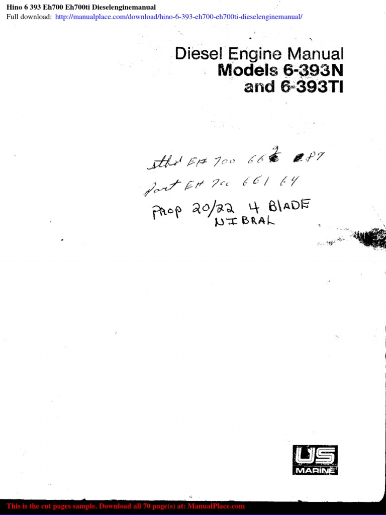 Hino 6 393 Eh700 Eh700ti Dieselenginemanual | PDF