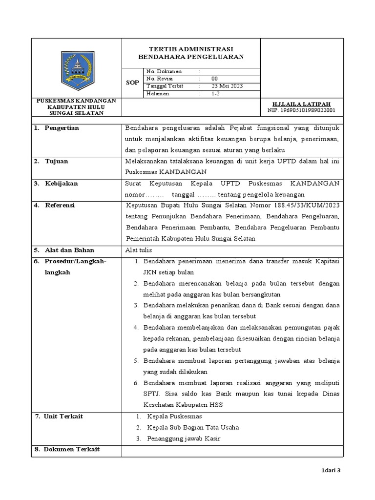 Sop Keuangan Pengeluaran | PDF