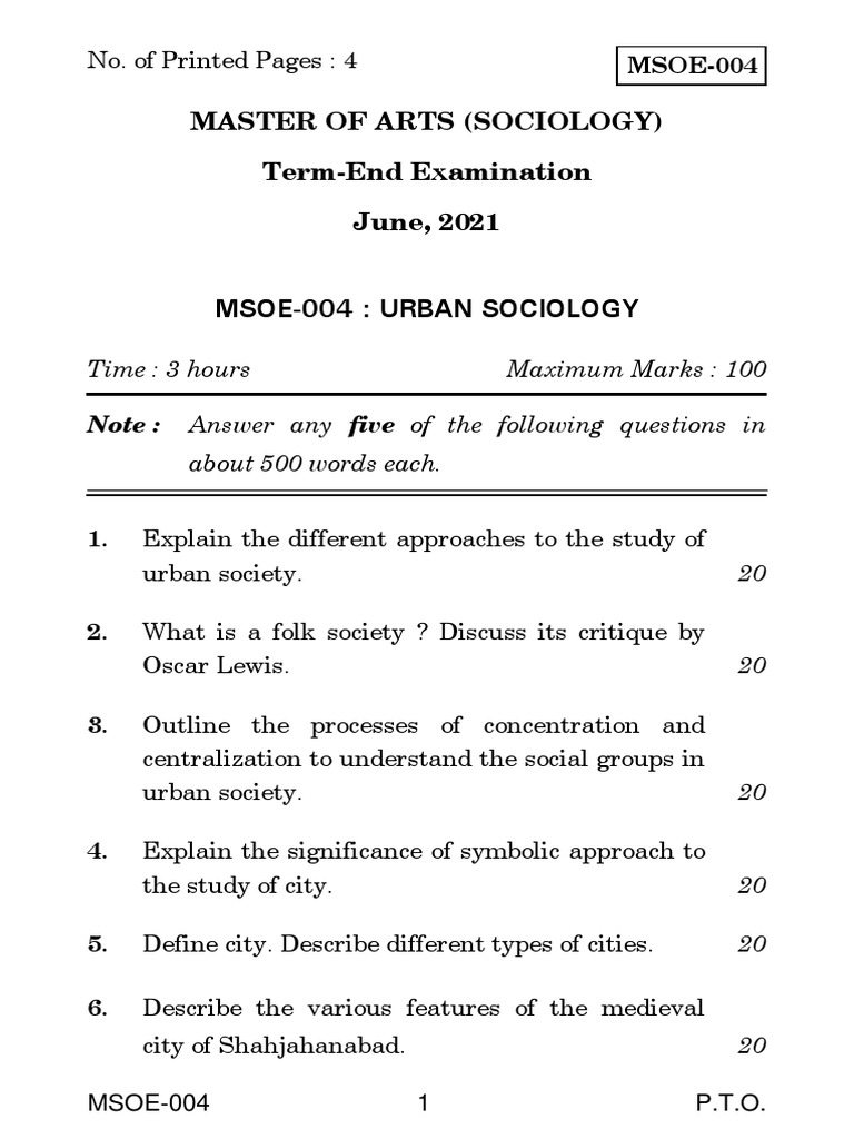 Msoe-004 2021-06 | PDF | Science | Behavioural Sciences