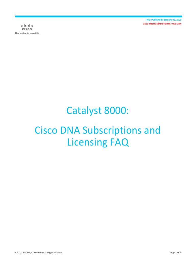 Catalyst 8000 DNA Subscriptions Licensing FAQ v2023-02-06 | PDF