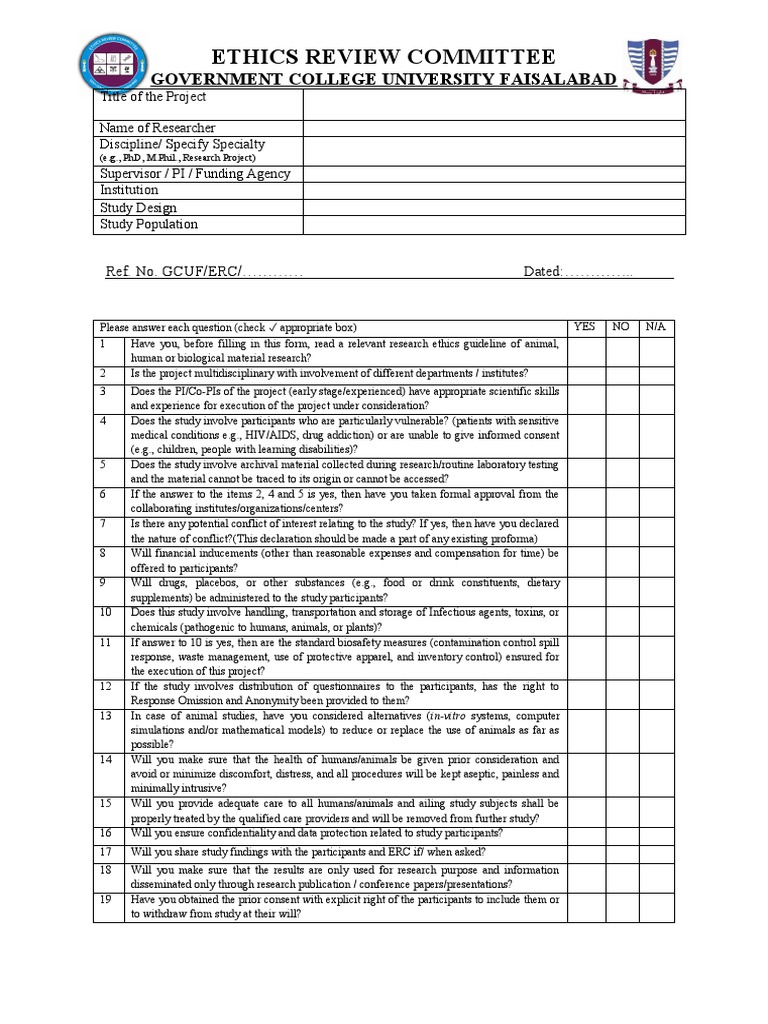 ERC Form GCUF | PDF | Informed Consent | Medicine