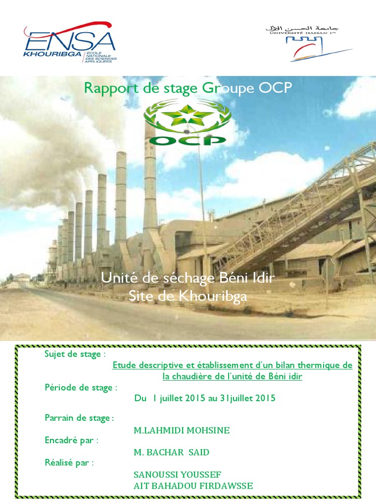 Rapport de Stage - Groupe OCP Khouribga | PDF | Chaudière | Chimie