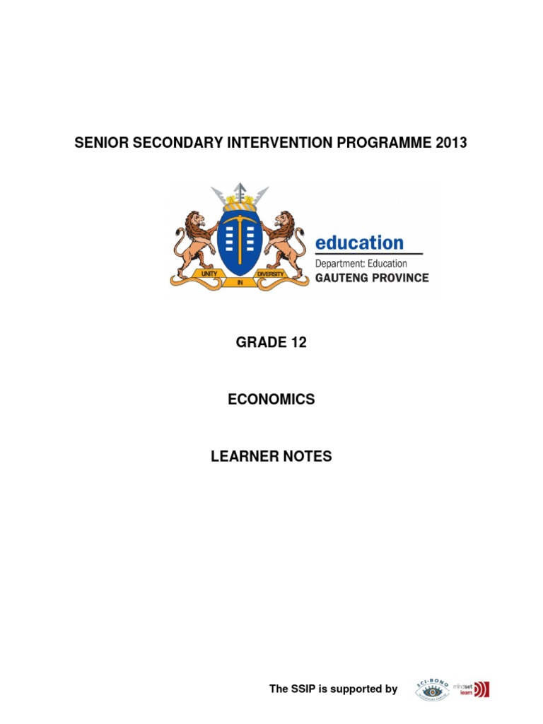 Grade 12 Session 1 - 7 Economics (LN) Booklet 2013 | PDF | Gross ...