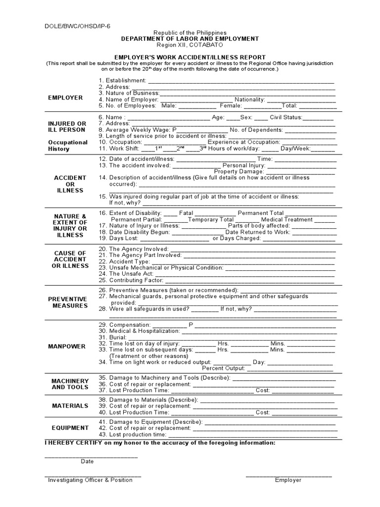 Dole BWC Ohsd Ip 6 | PDF | Employment | Injury
