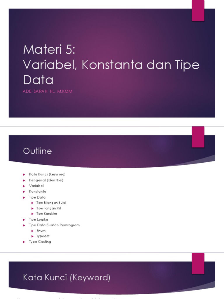 Variabel dan Tipe Data dalam Pemrograman C | PDF | Komputer