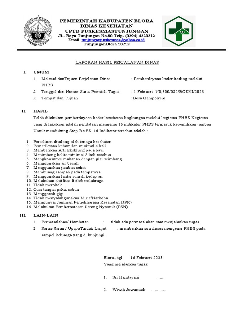 Laporan Hasil PHBS | PDF | Kesehatan Holistik