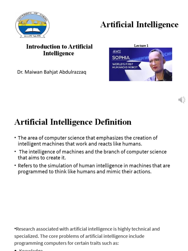 Lec (1) Introduction To Artificial Intelligence | PDF | Art | Computers
