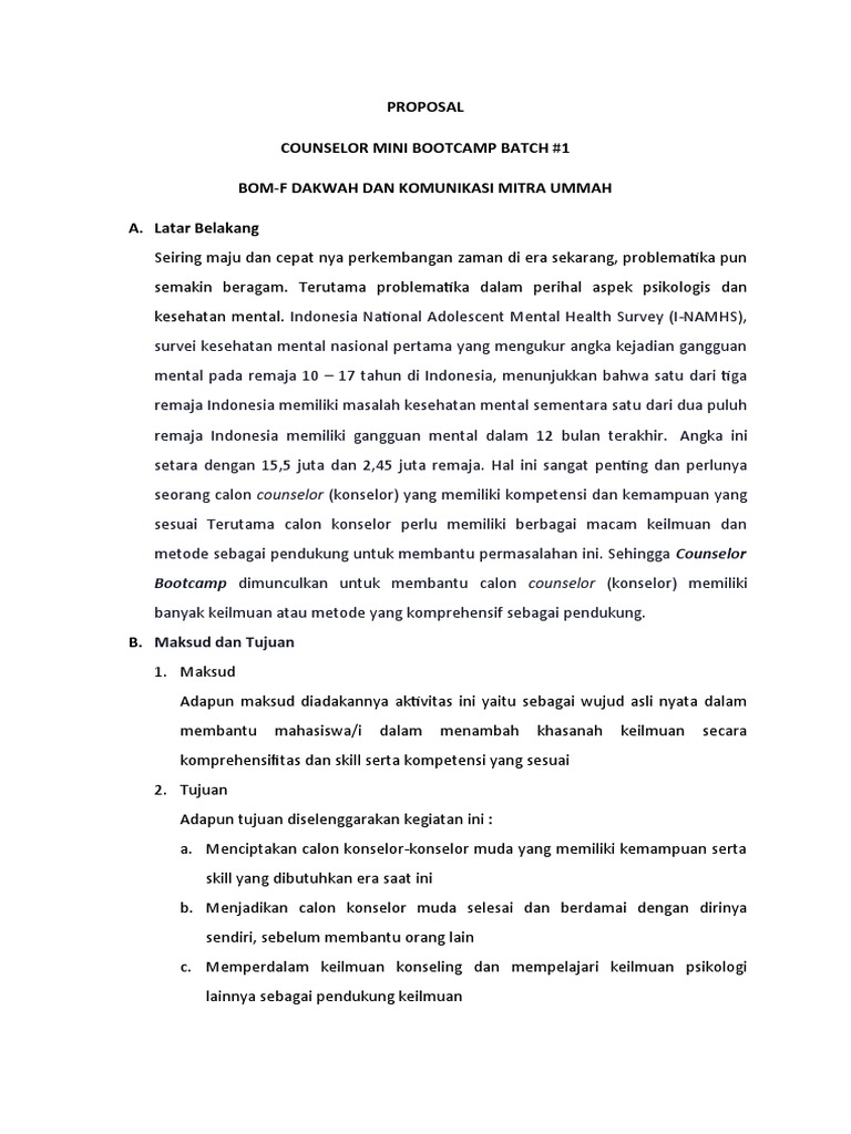 Proposal Kegiatan Mini Bootcamp Mitra Ummah | PDF