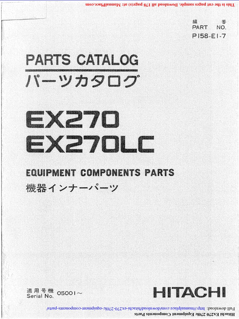 Hitachi Ex270 270lc Equipment Components Parts | PDF
