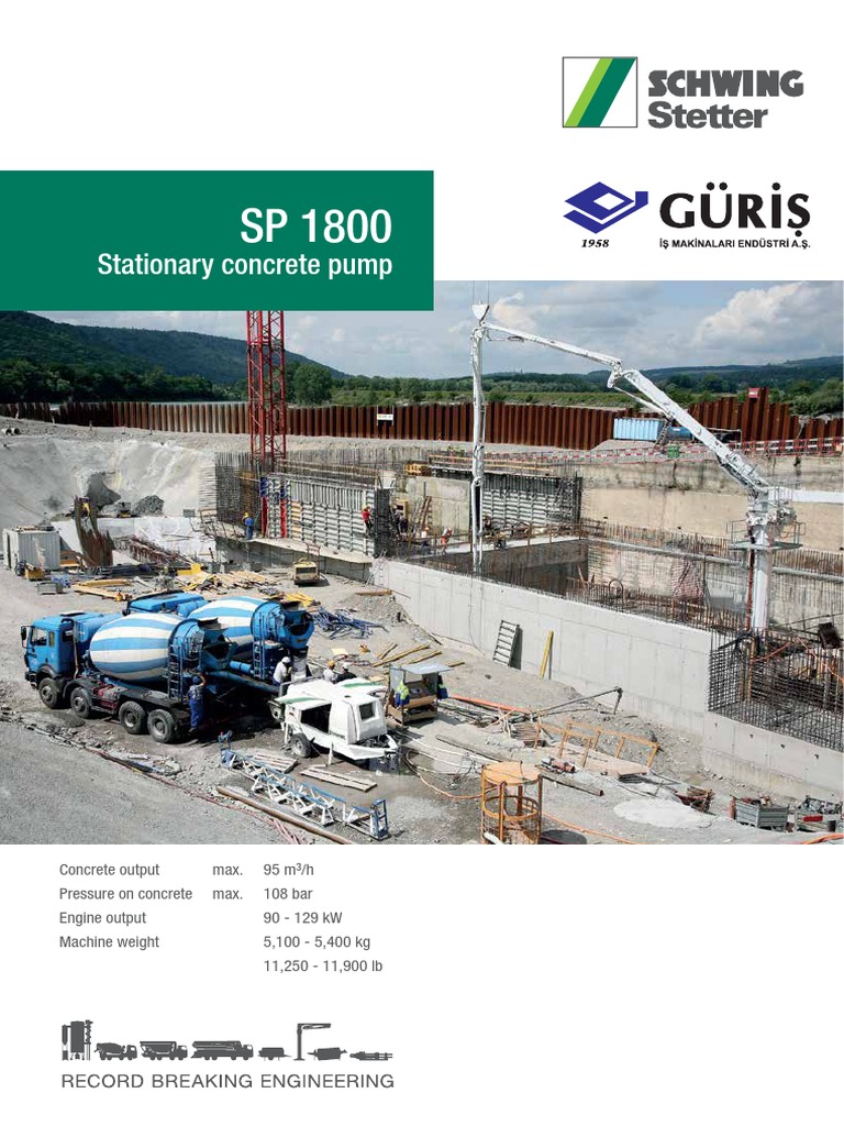 SP 1800 Stationary Concrete Pump Specs | PDF | Home & Garden | Computers