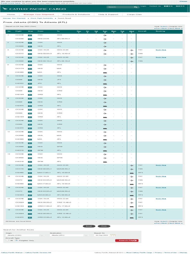 Check Flight Availability - Cathay Pacific Cargo | PDF | Vehicles ...