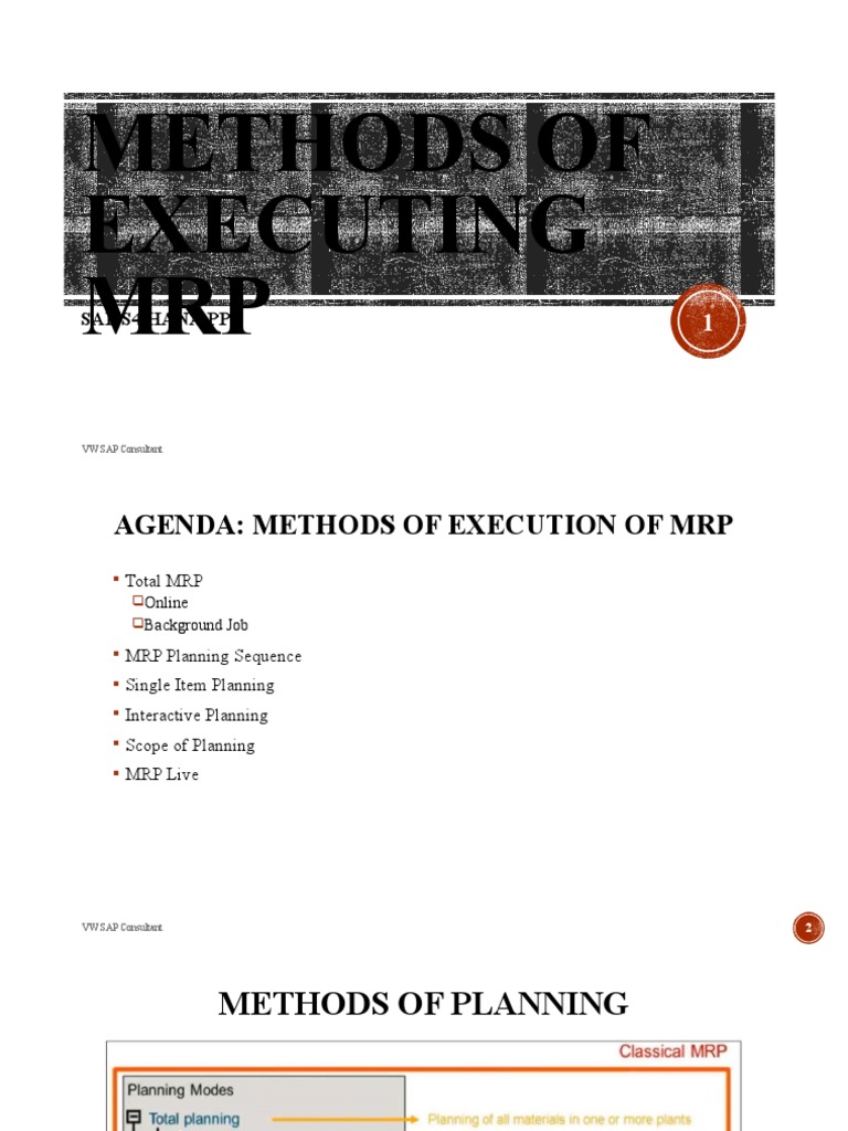 15 Methods Of Executing Mrp S4 Hana Pdf Consultant Computing