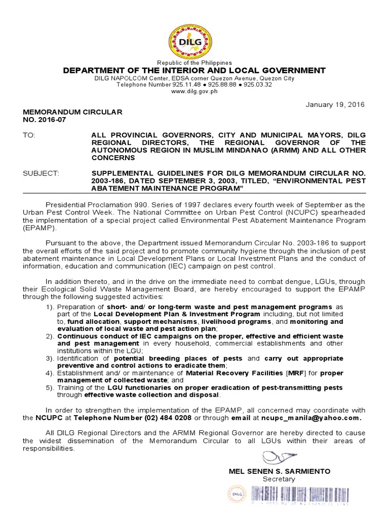 DILG Memo Circular 2016-07 | PDF | Technology & Engineering